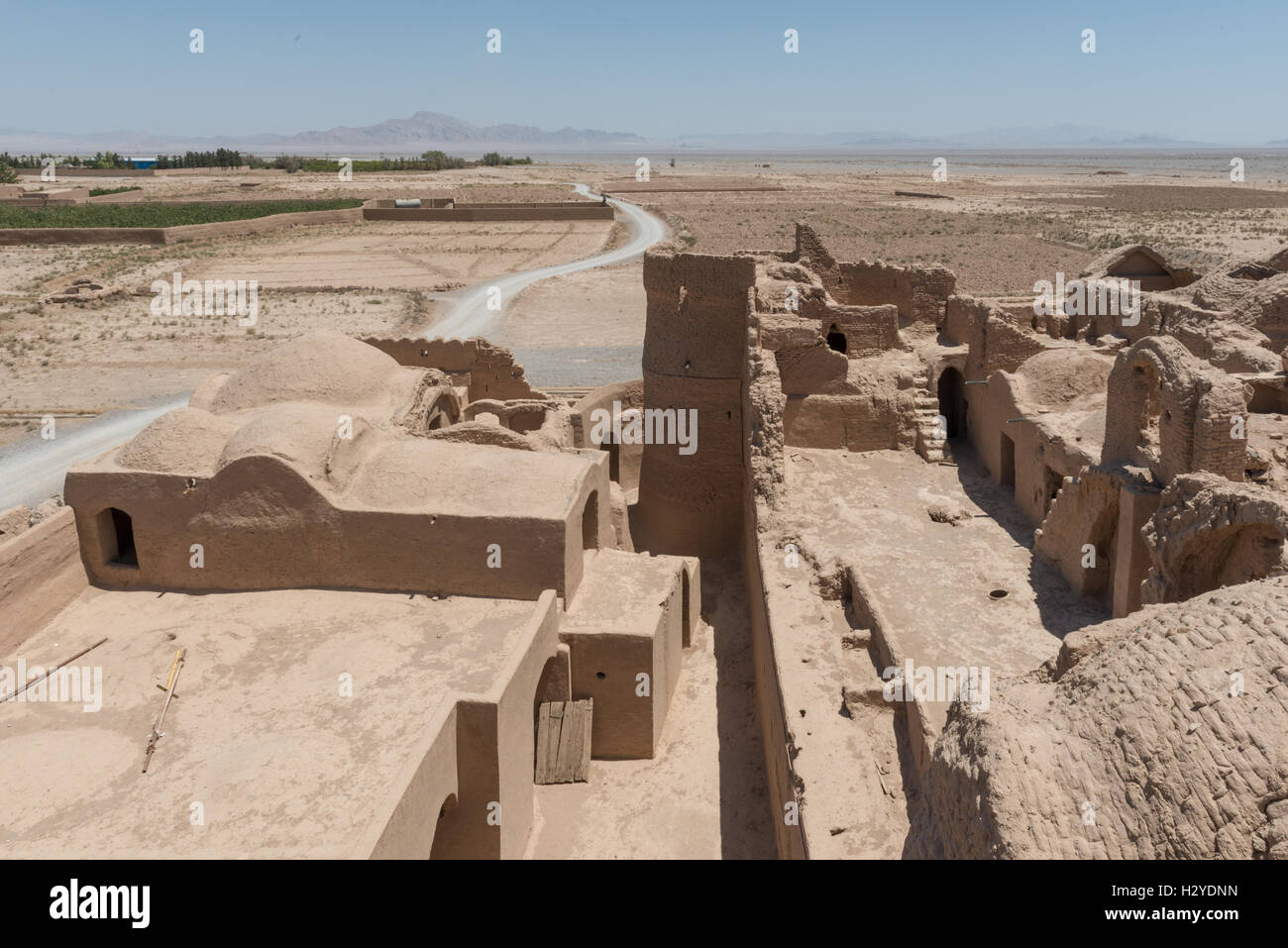 Saryazd Sassanid Fortress, View From A Tower Over The Desert Stock ...