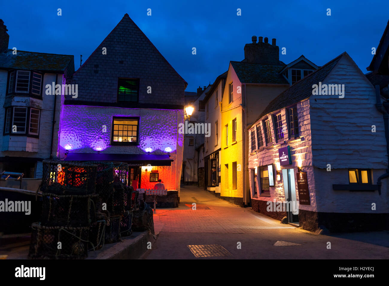 Port Isaac at night. Cornwall, England, U.K Stock Photo - Alamy