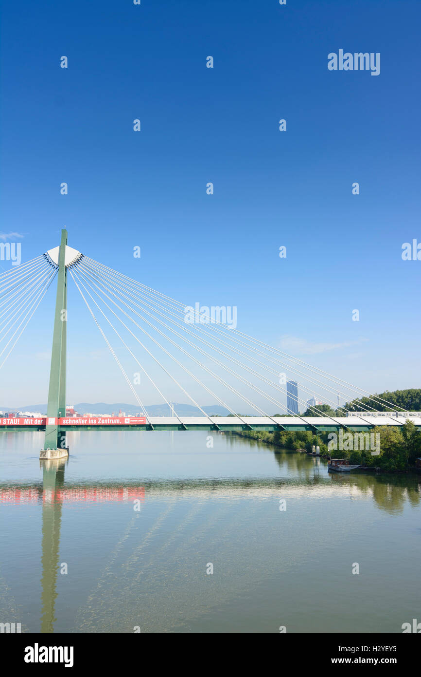 Wien, Vienna: bridge Donaustadtbrücke , subway line 2 , Danube, 02 ...