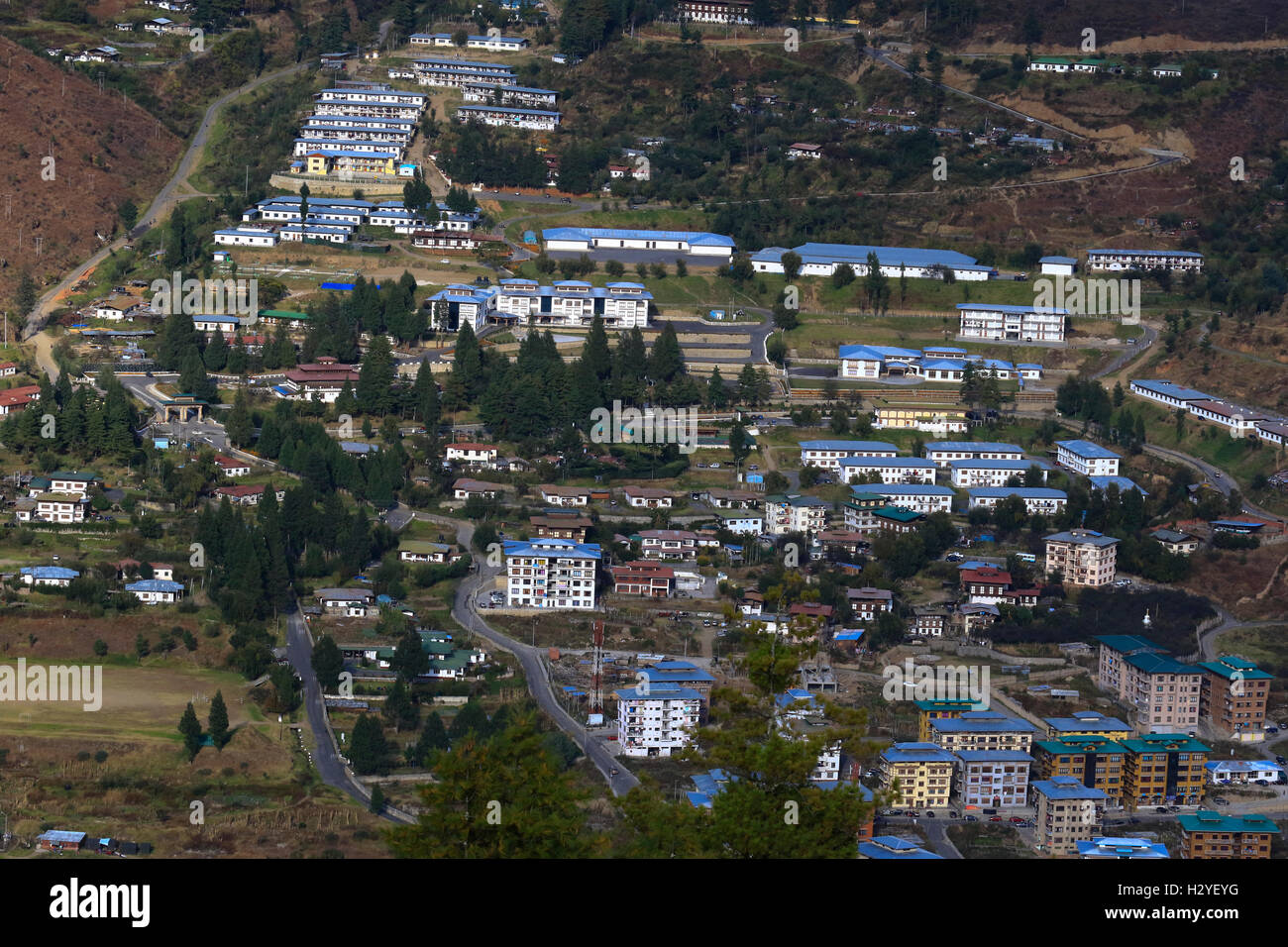 A general view of Thimphu, the capital city of Kingdom of Bhutan Stock ...