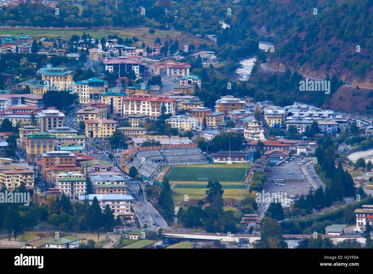 A general view of Thimphu, the capital city of Kingdom of Bhutan Stock ...