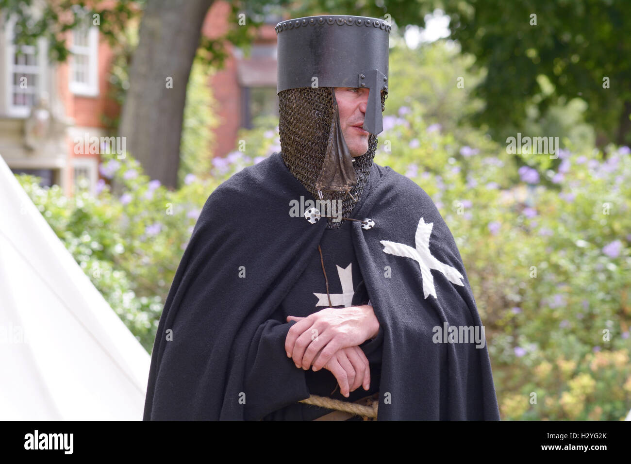 A re-enactment group with a man in a Knights Templar costume at The ...
