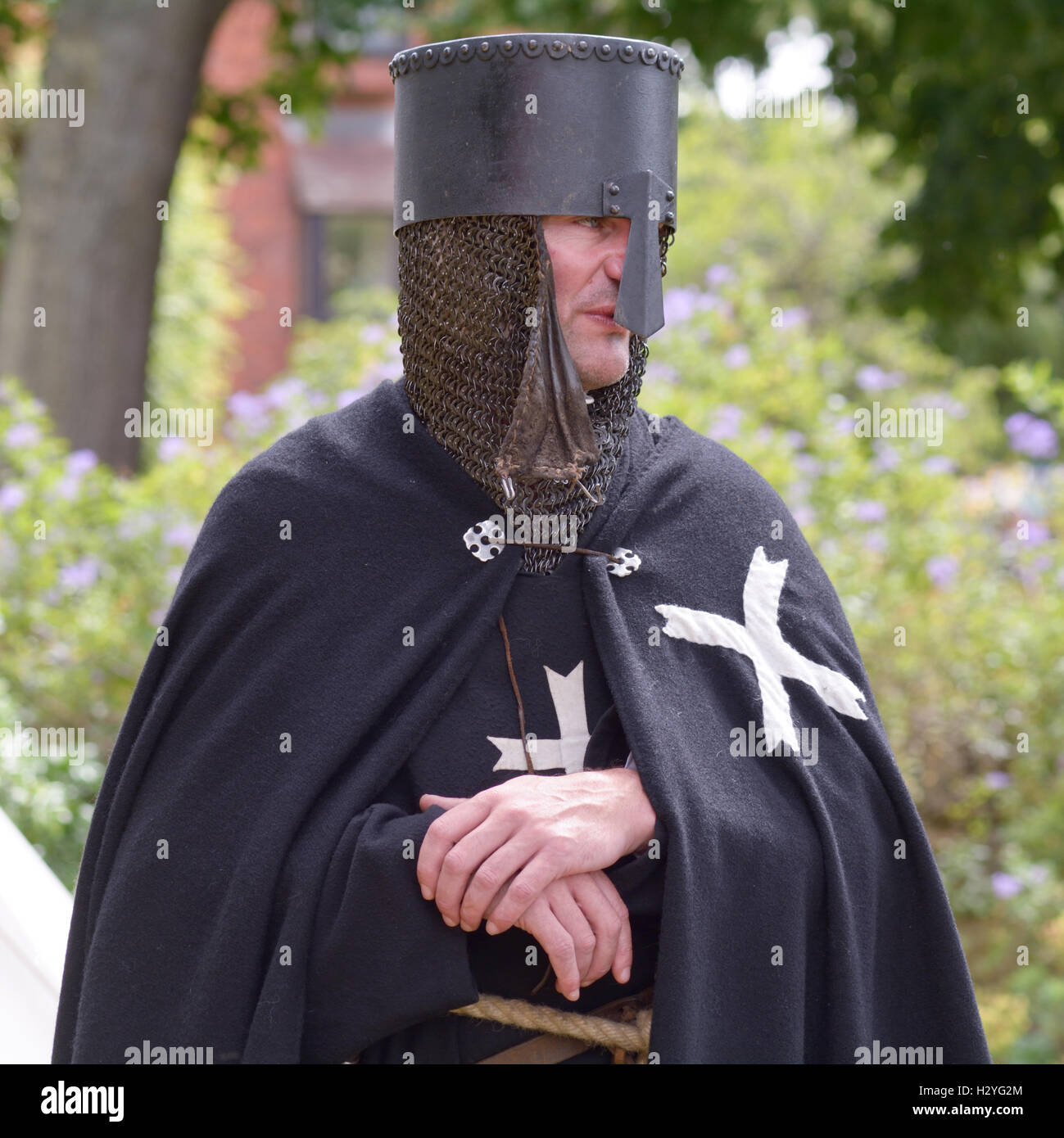 A re-enactment group with a man in a Knights Templar costume at The ...