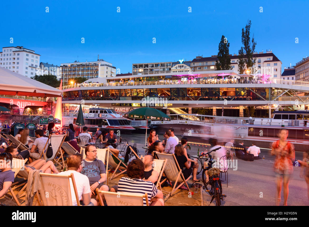 Wien, Vienna: Donaukanal (Danube Canal) boat station Wien City ...