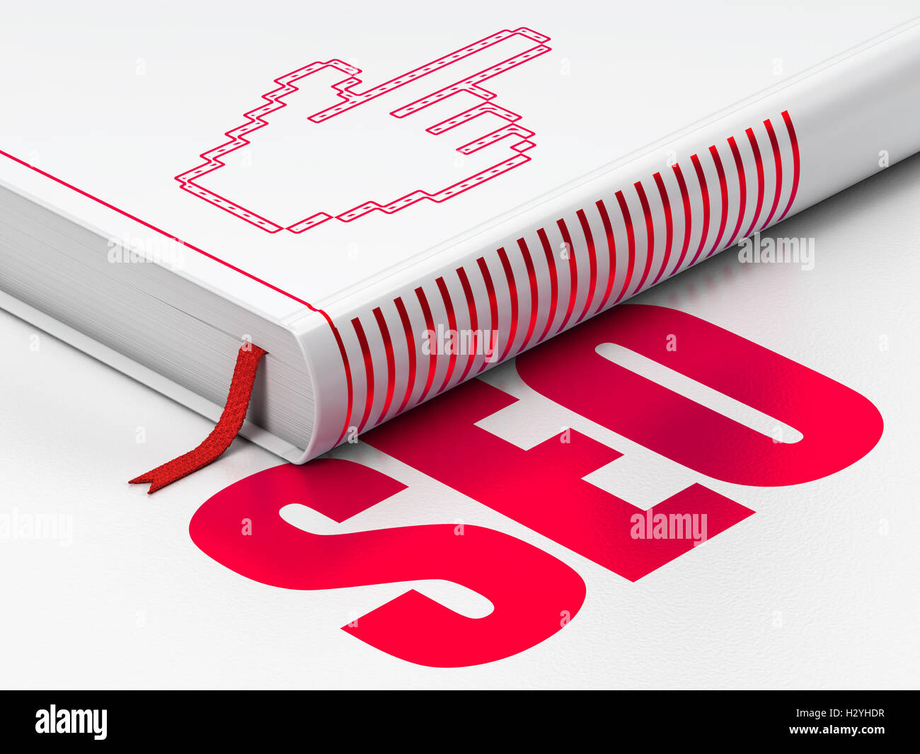 Web development concept: book Mouse Cursor, SEO on white background ...