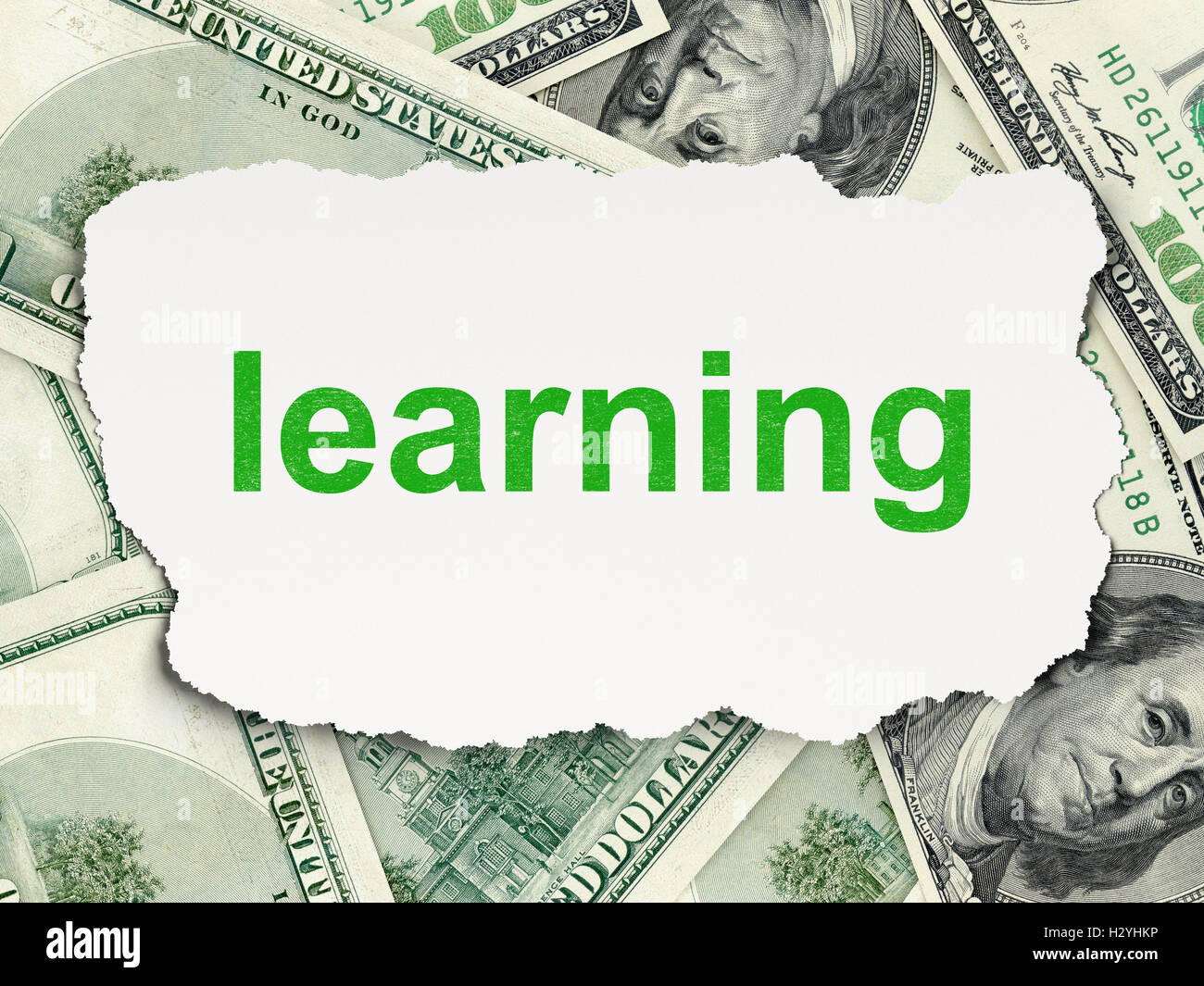 Education concept: Learning on Money background Stock Photo - Alamy