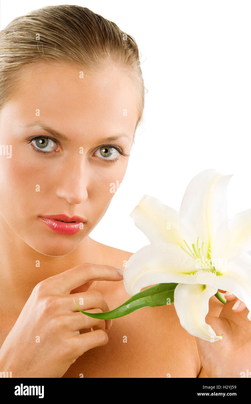 portrait and lily Stock Photo - Alamy