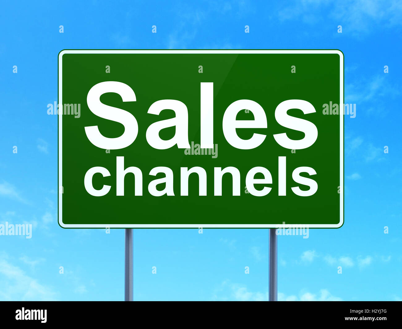 Advertising concept: Sales Channels on road sign background Stock Photo ...
