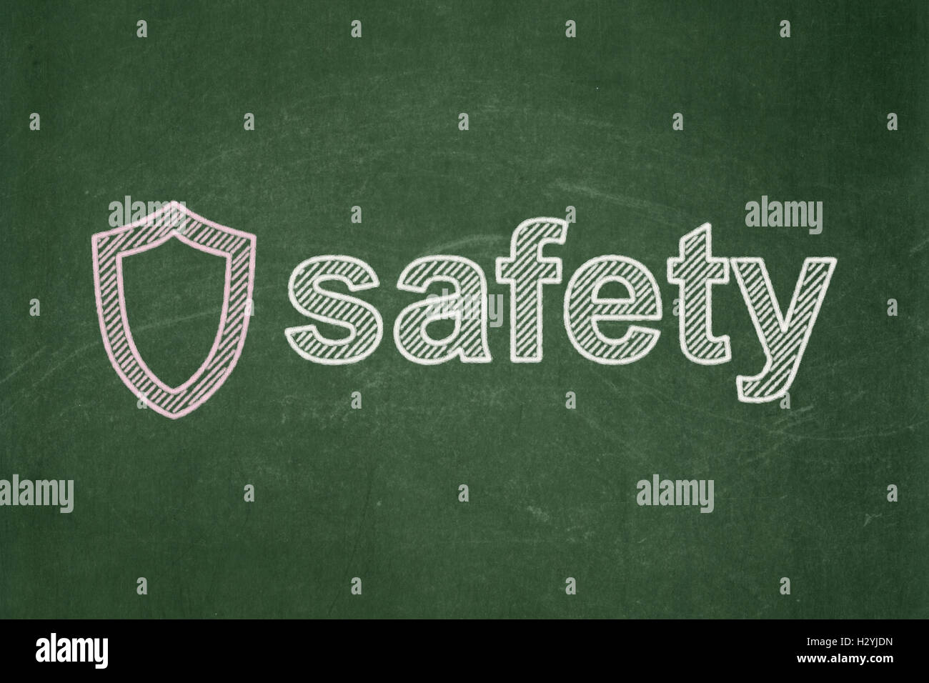 Security concept: Contoured Shield and Safety on chalkboard background ...
