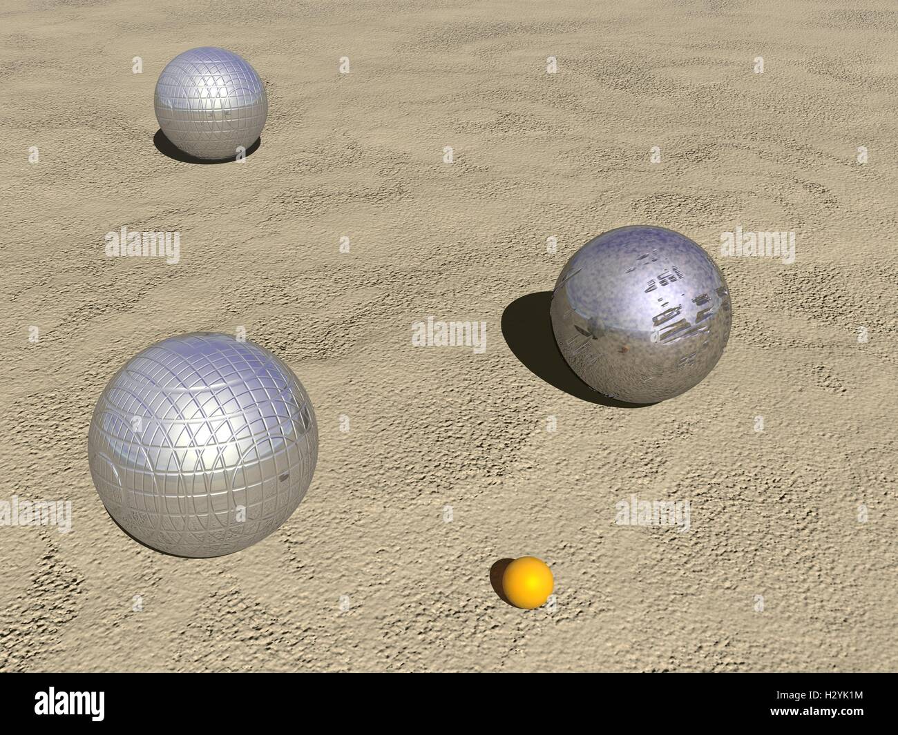 Petanque game balls - 3D render Stock Photo - Alamy