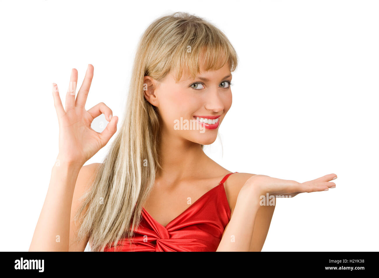 blond girl presenter Stock Photo - Alamy