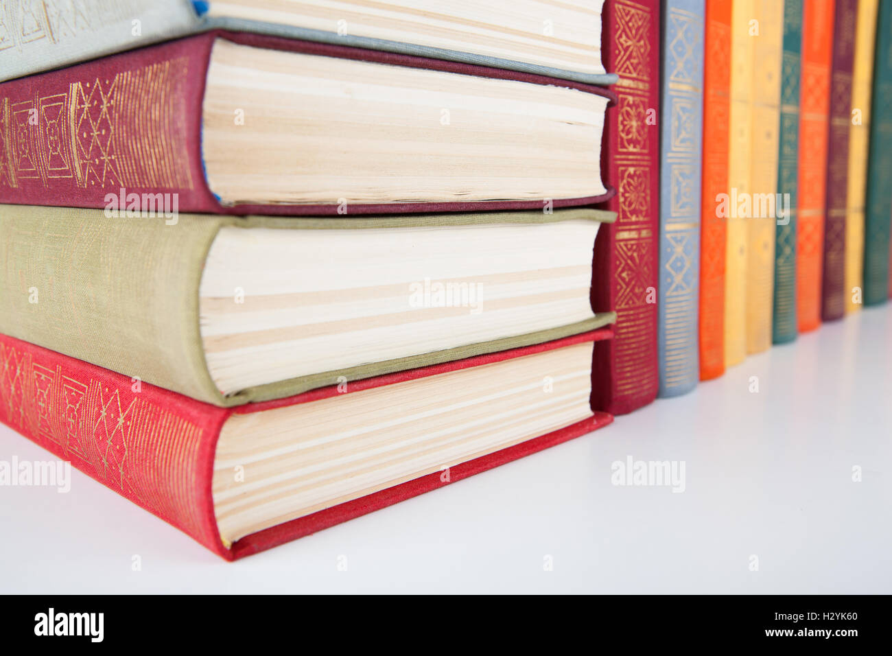 stack of books closeup Stock Photo - Alamy