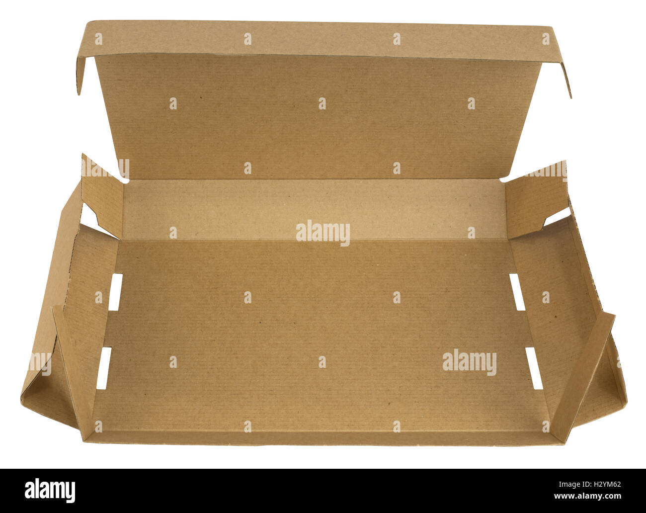 Open cardboard box with a lid Stock Photo - Alamy