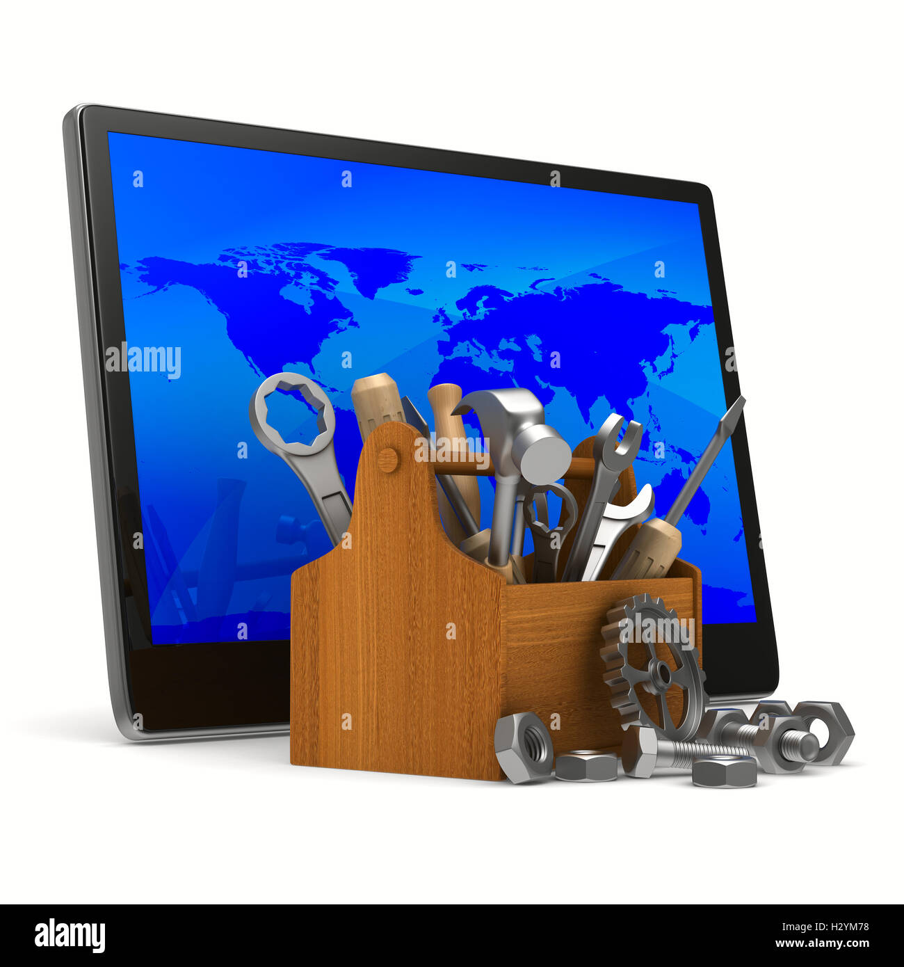 Tablet service on white background. Isolated 3D image Stock Photo - Alamy