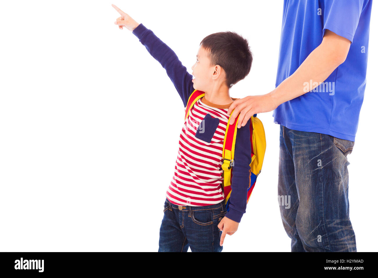 little boy raise hand to point with father Stock Photo - Alamy