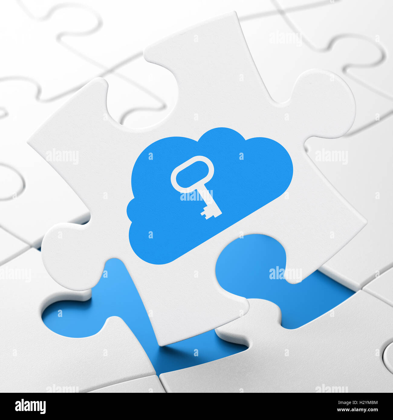 Cloud networking concept: Cloud With Key on puzzle background Stock ...