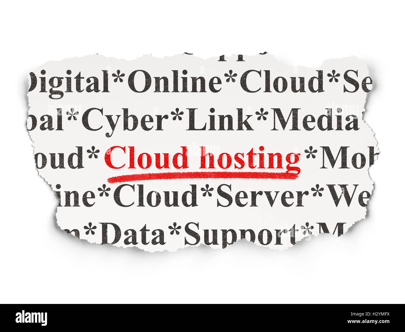 Cloud networking concept: Cloud Hosting on Paper background Stock Photo ...