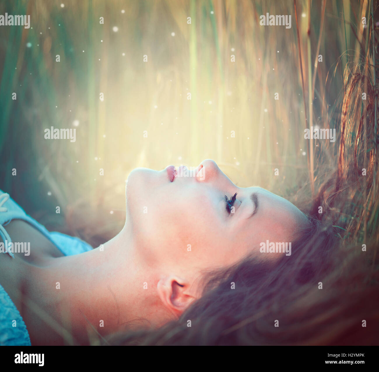 Teenage model girl outdoors enjoying nature Stock Photo - Alamy