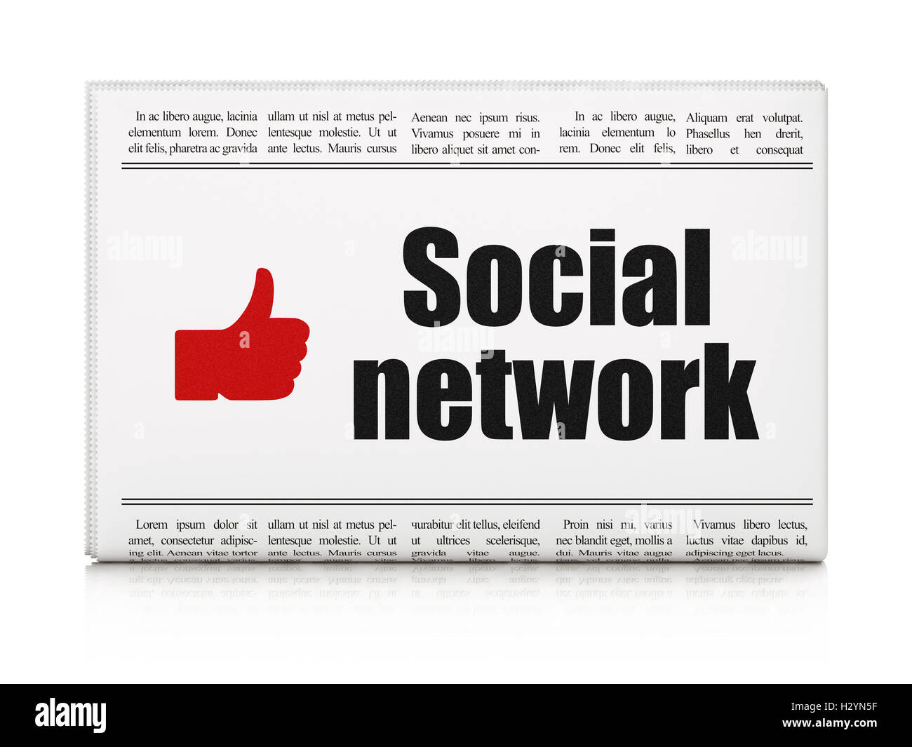 Social media concept: newspaper with Social Network and Thumb Up Stock ...