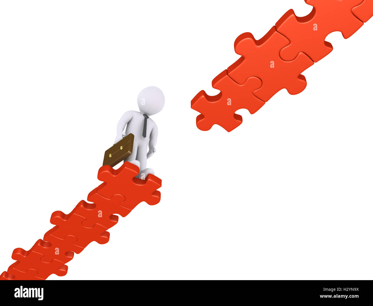 Businessman standing on damaged path Stock Photo - Alamy