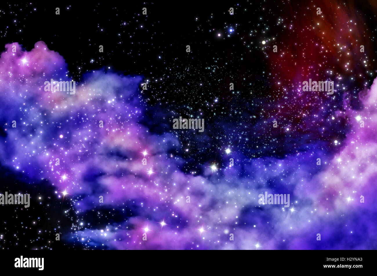 Blue and magenta nebula Stock Photo - Alamy