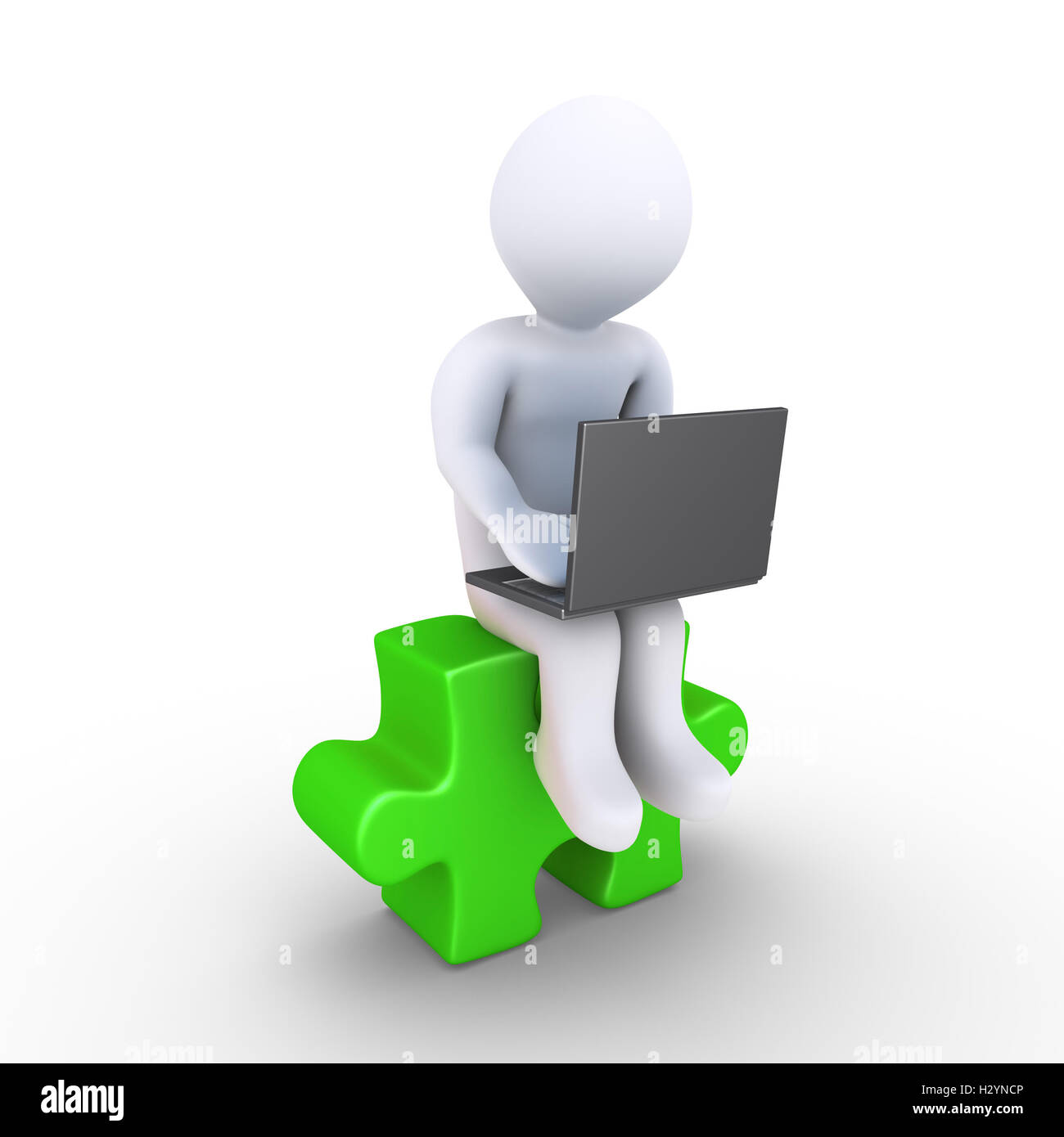 Person with computer as a solution Stock Photo - Alamy