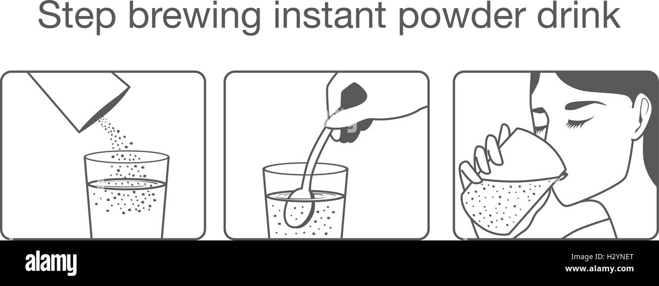 Guide step to brewing instant powder drink for design packaging Stock ...