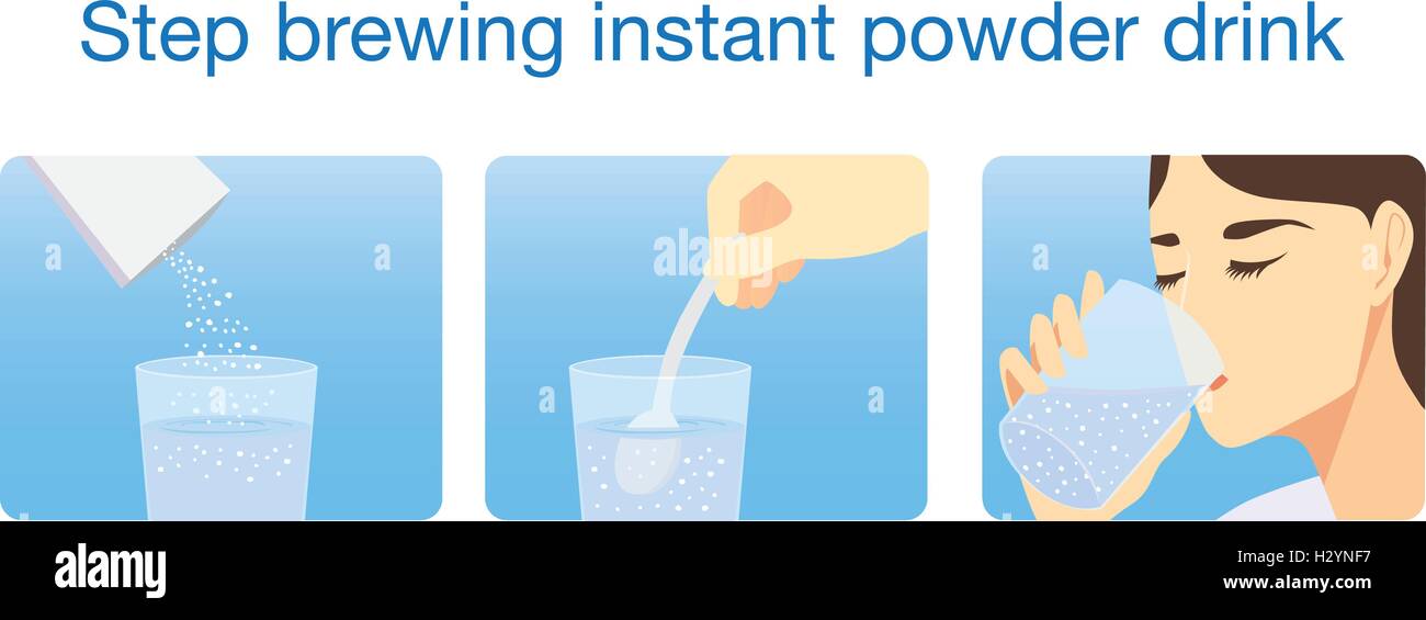 Guide step to brewing instant powder drink for design packaging Stock ...