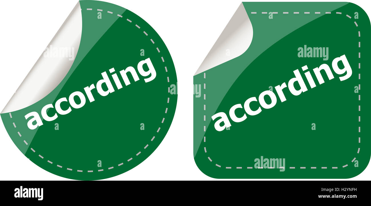 according stickers set on white, icon button Stock Photo - Alamy