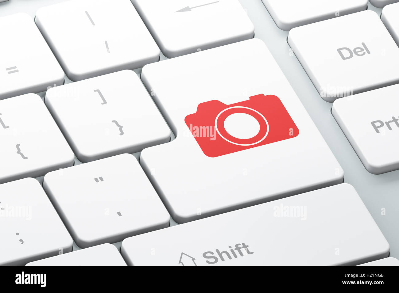 Vacation concept: Photo Camera on computer keyboard background Stock ...