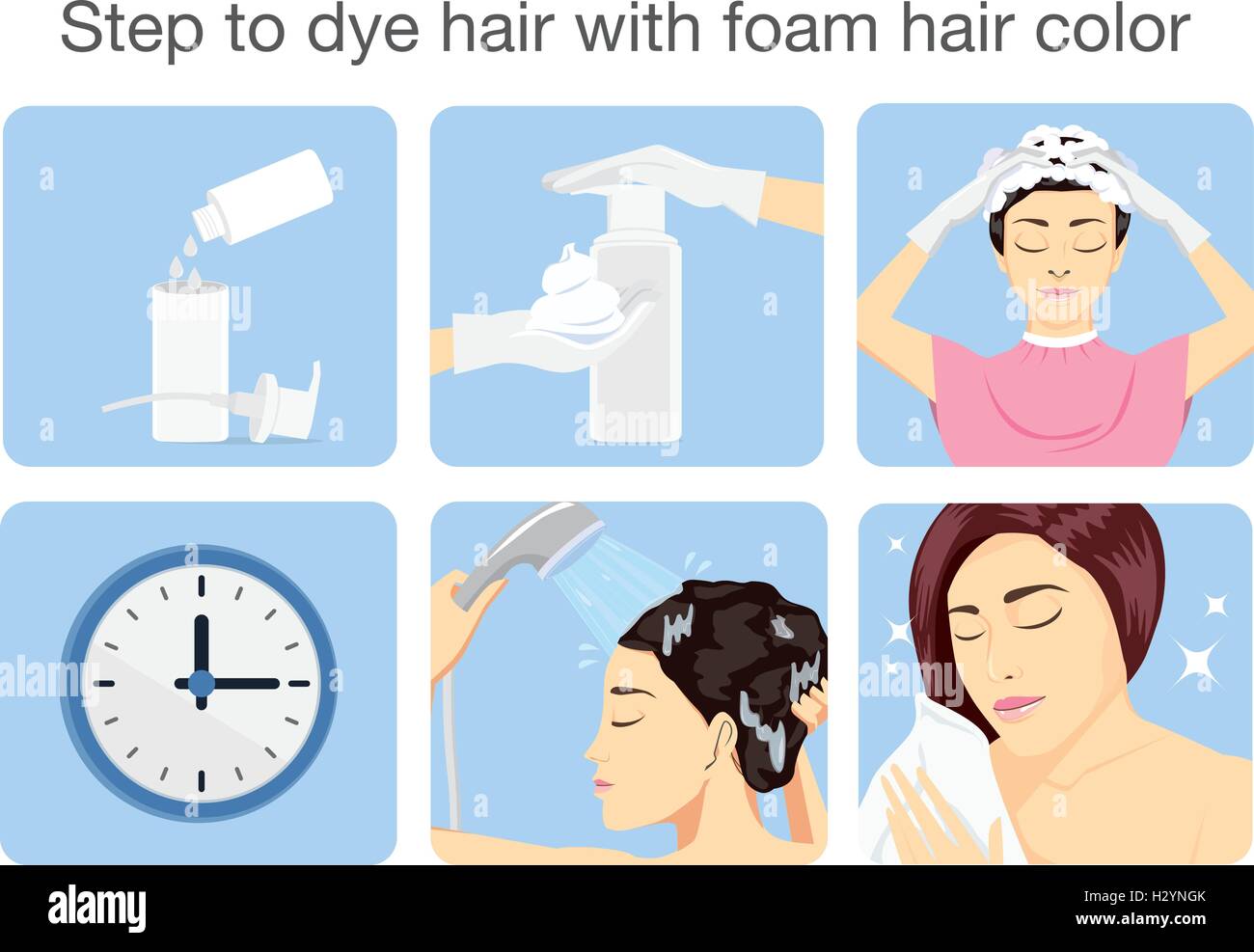 Step to dye hair with foam hair color Stock Vector Image & Art - Alamy