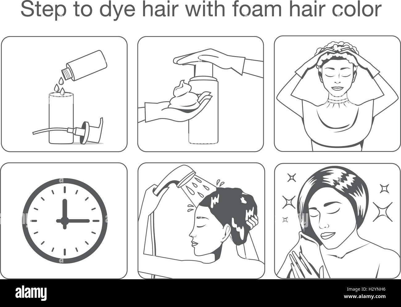 Step To Dye Hair With Foam Hair Color With Monotone Color Design Stock Vector Image And Art Alamy