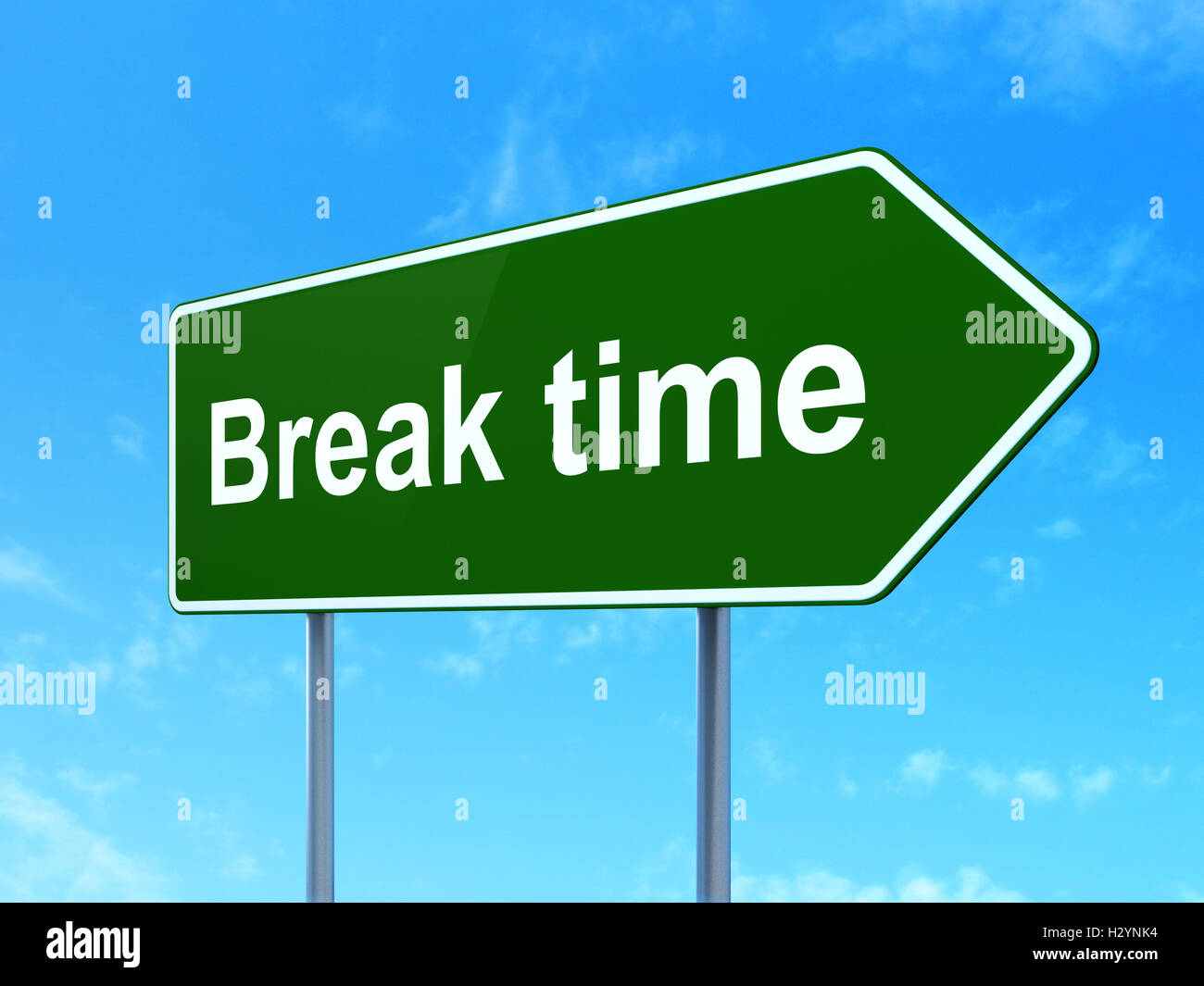 Time concept: Break Time on road sign background Stock Photo - Alamy