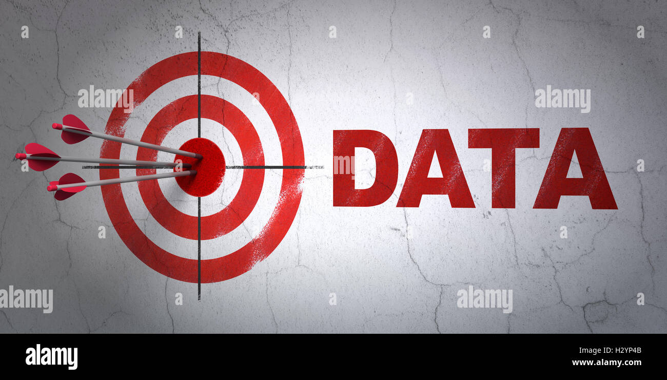 Data concept: target and Data on wall background Stock Photo - Alamy