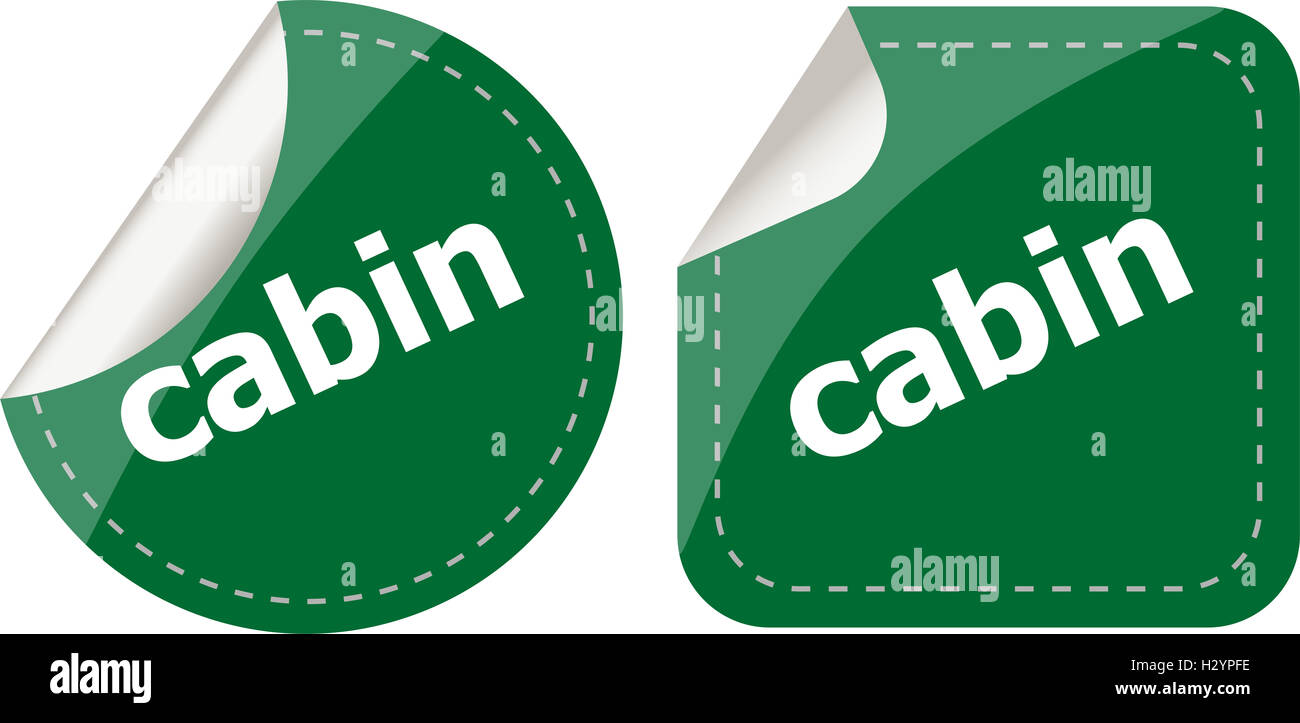 cabin word stickers set, web icon button Stock Photo - Alamy