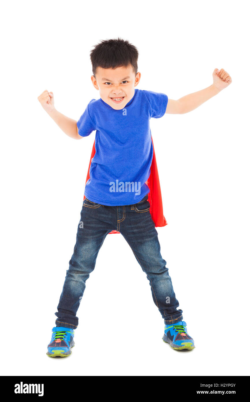 angry superhero kid hero ready fighting pose Stock Photo - Alamy