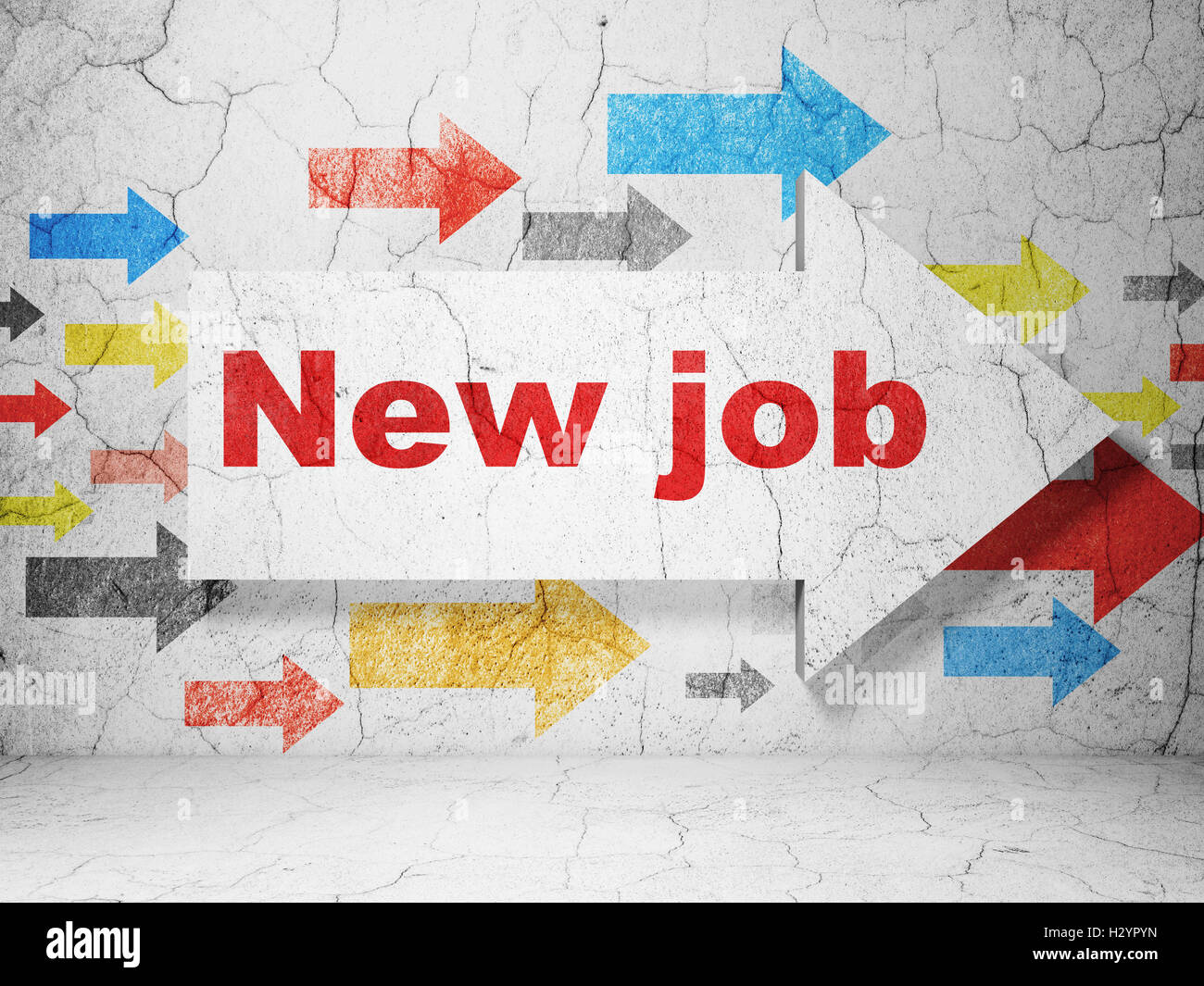 Finance concept: arrow with New Job on grunge wall background Stock ...