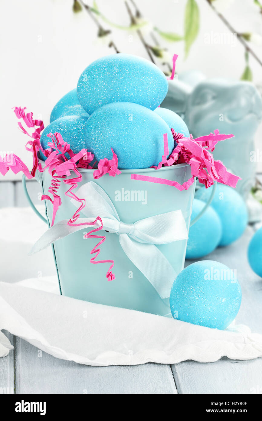 Blue Easter Eggs Stock Photo - Alamy