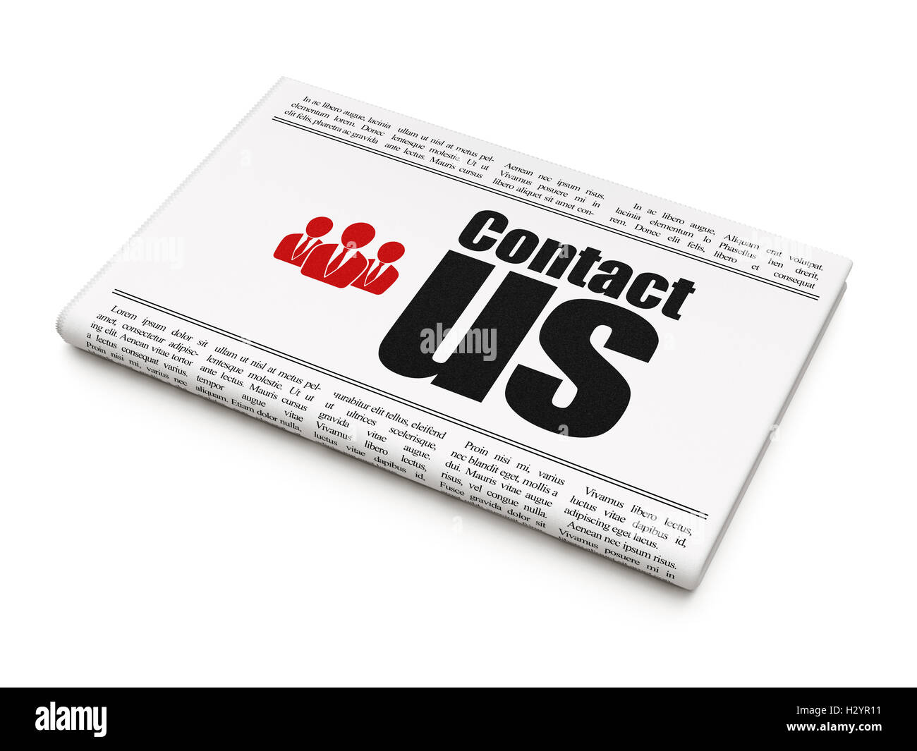 Marketing concept: newspaper with Contact Us and Business People Stock ...