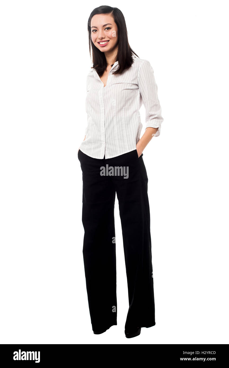 Full length portrait of trendy young woman Stock Photo - Alamy