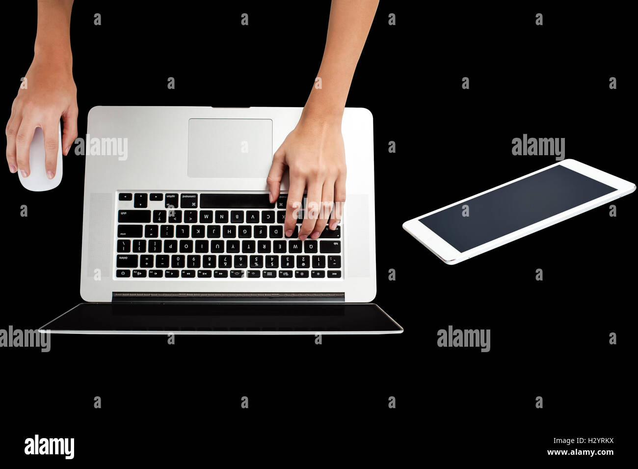 Female hands working on laptop Stock Photo - Alamy