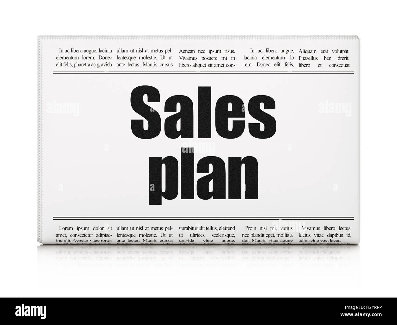 Advertising concept: newspaper headline Sales Plan Stock Photo - Alamy