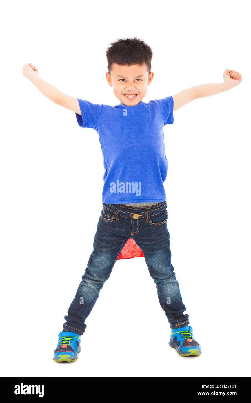 smiling super child hero open arms Stock Photo - Alamy