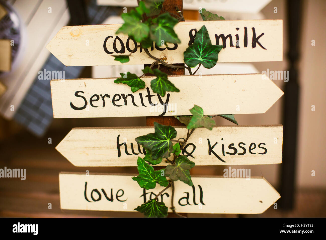 cute sign with positive words on arrows Stock Photo - Alamy