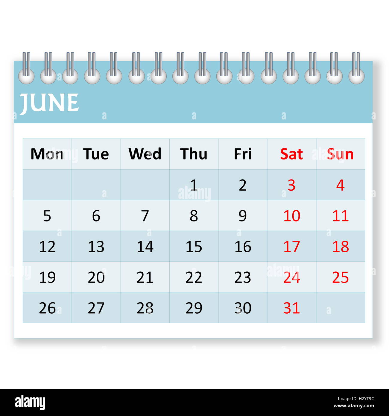 Calendar sheet for june Stock Photo - Alamy