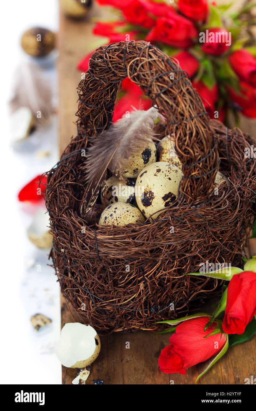 easter composition with roses Stock Photo - Alamy