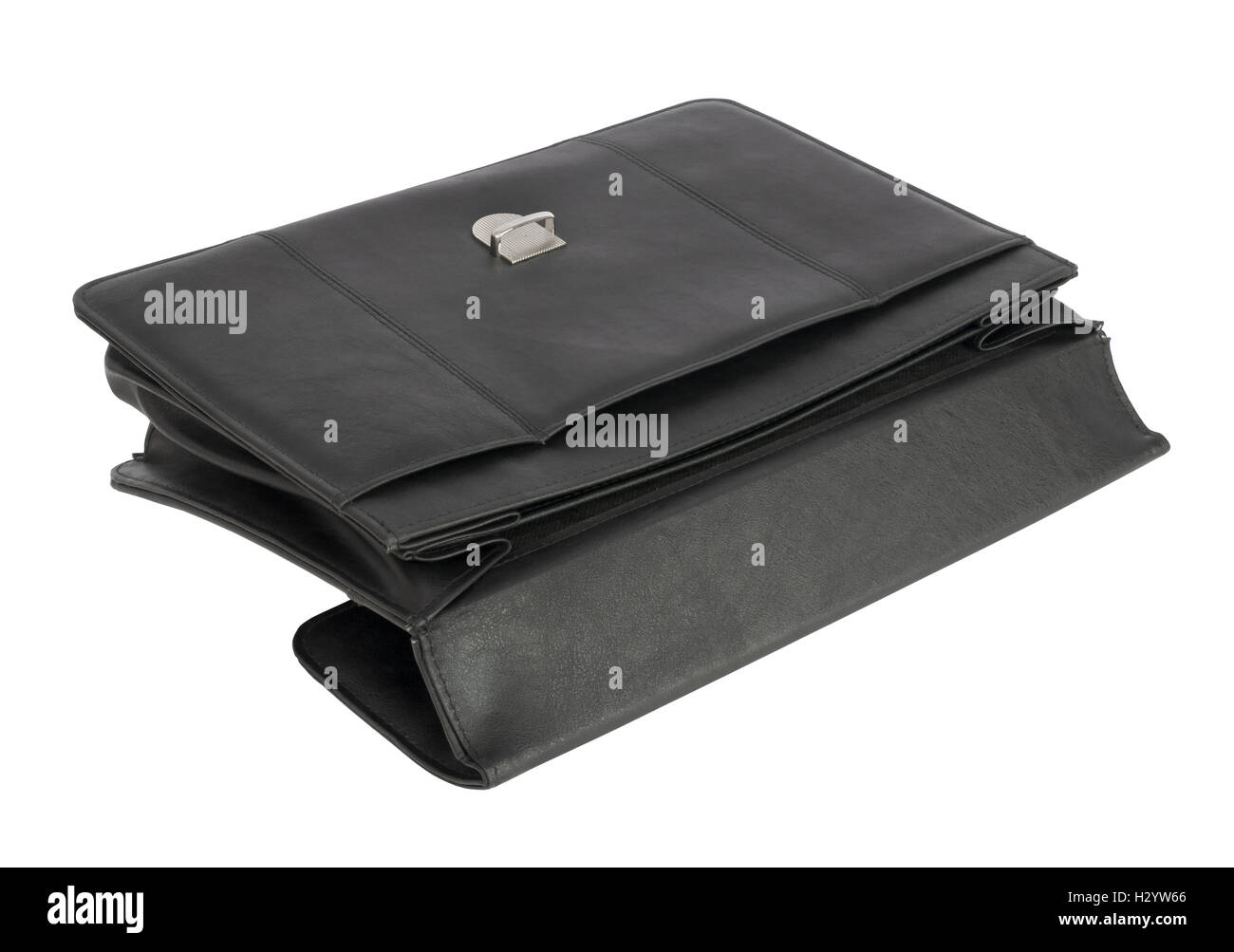 Open black leather briefcase Stock Photo - Alamy