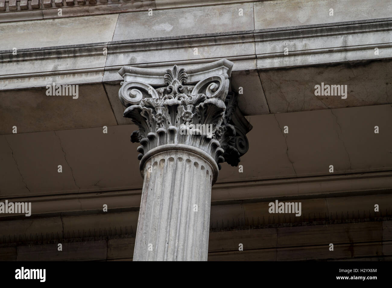 Classic columns, National library facade in Madrid, Spain Stock Photo ...
