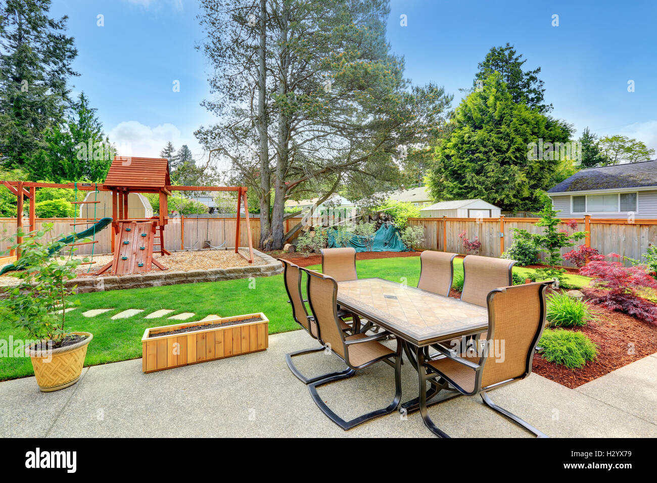 Backyard view Stock Photo - Alamy