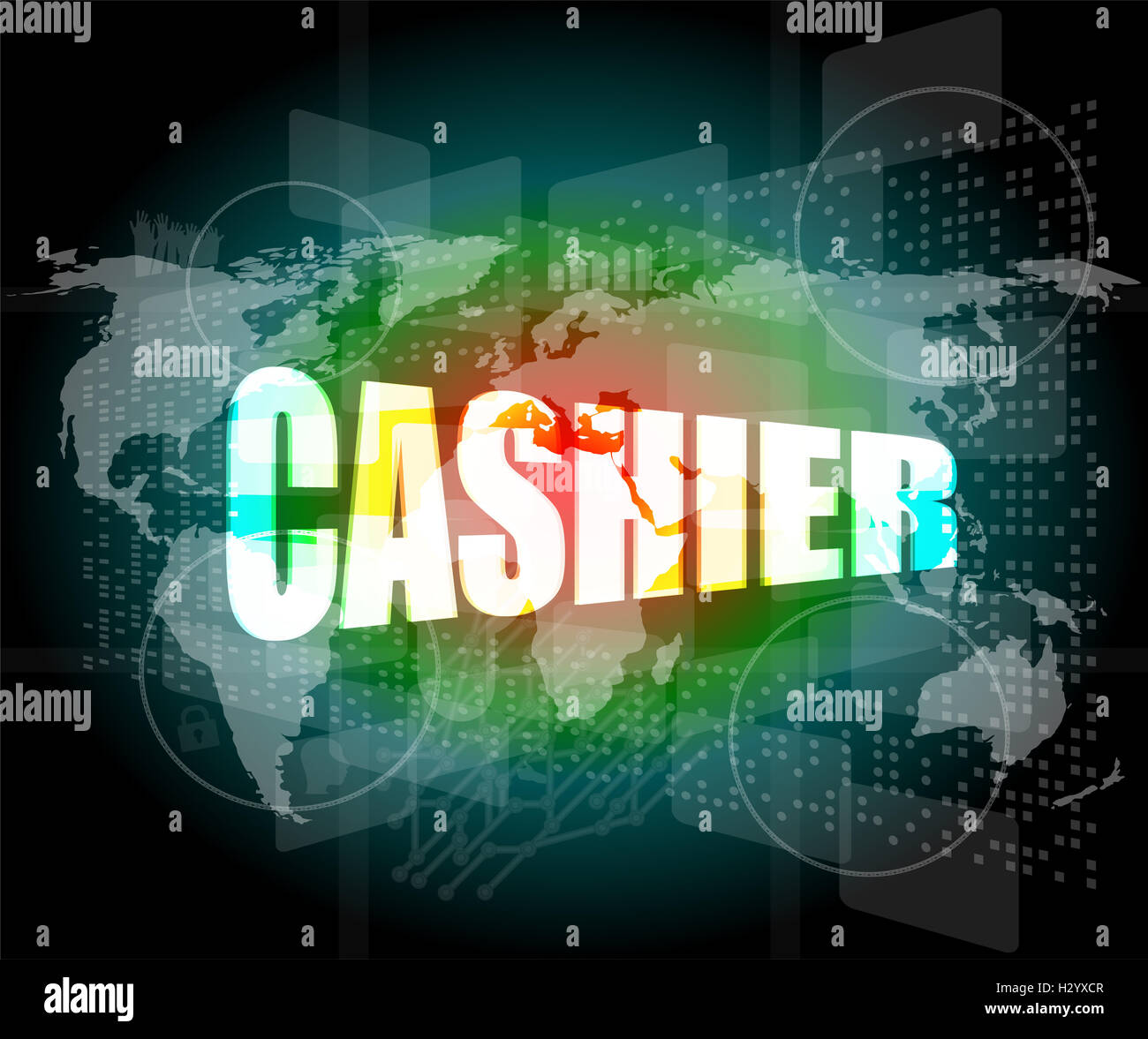 touch screen interface with cashier word Stock Photo - Alamy